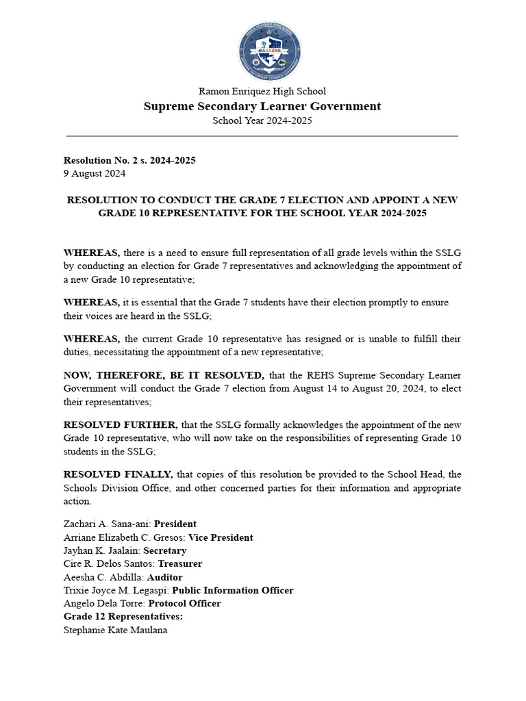 Resolution No. 2 S. 2024-25 | PDF