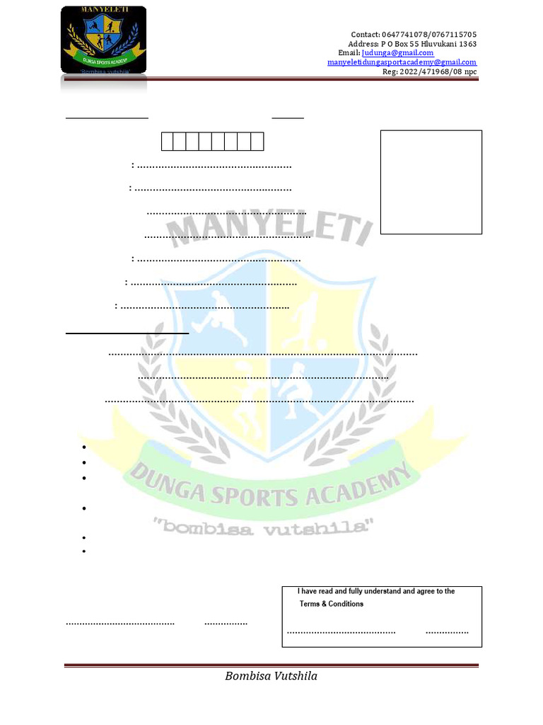 Registration Form MD Sports Academy Players - 012640 | PDF