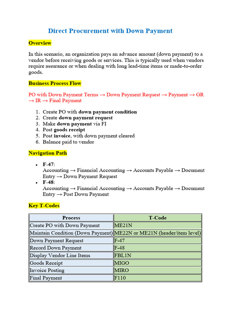 Direct Procurement With Down Payment | PDF | Accounts Payable | Business
