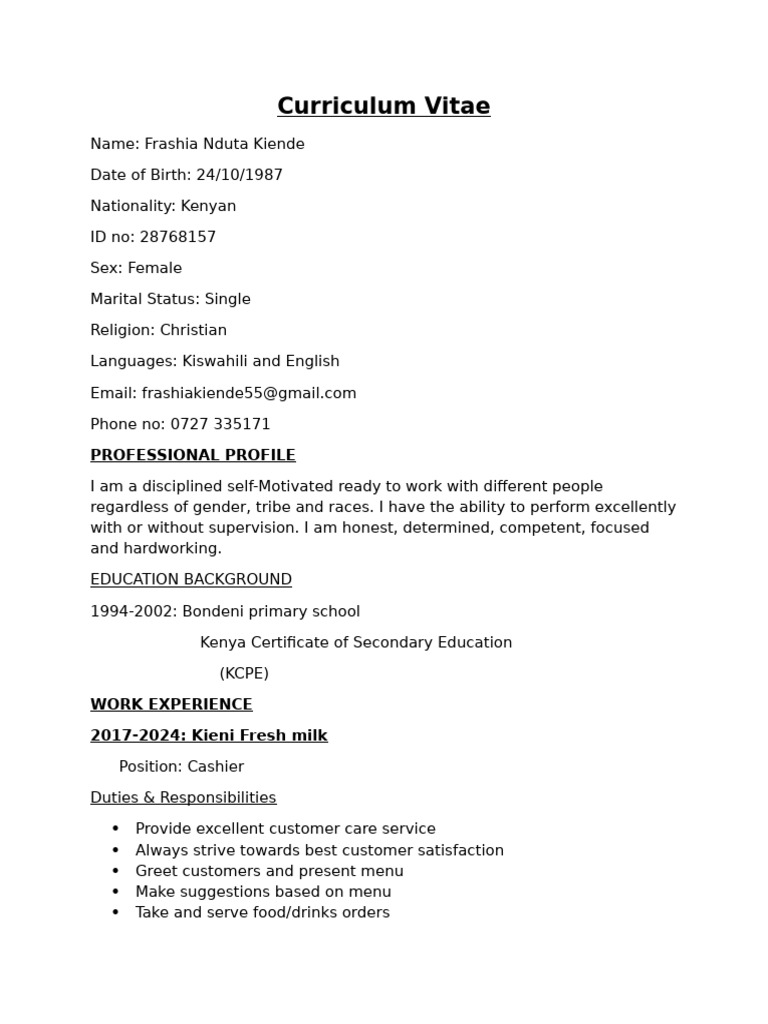 Curriculum Vitae: Professional Profile | PDF