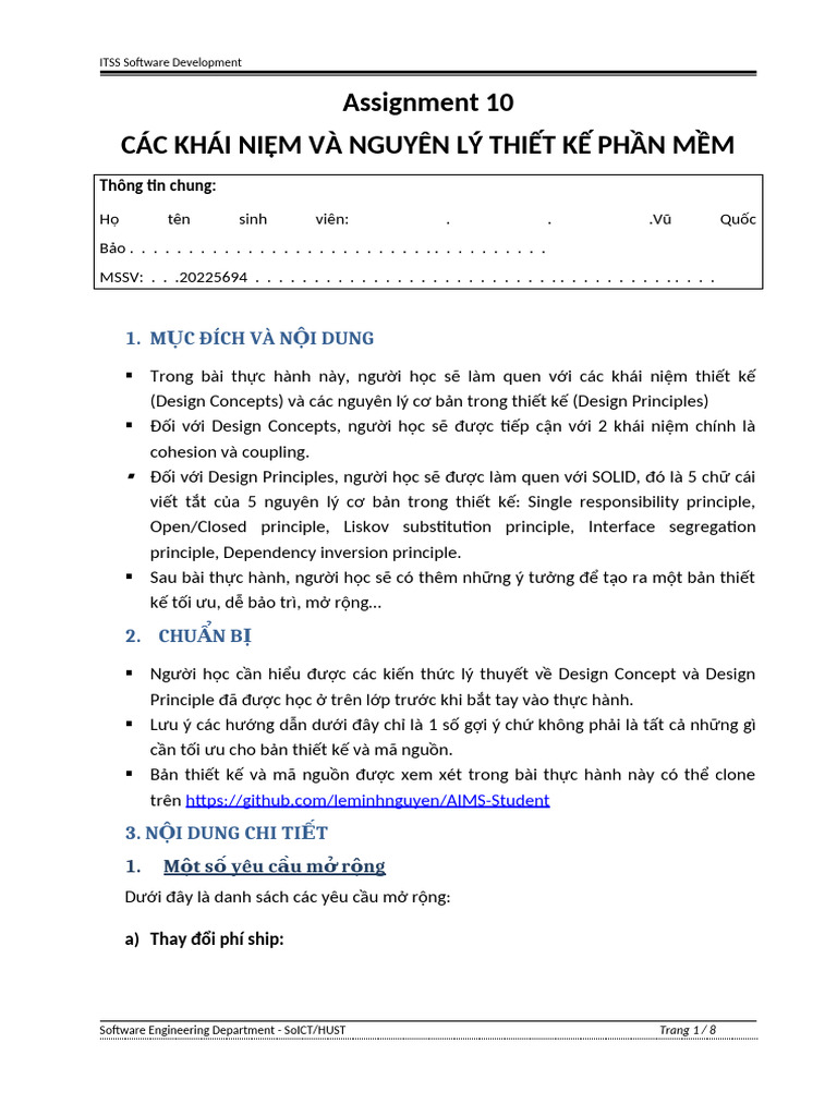 Bai Tap 10 - AIMS Design Concepts | PDF