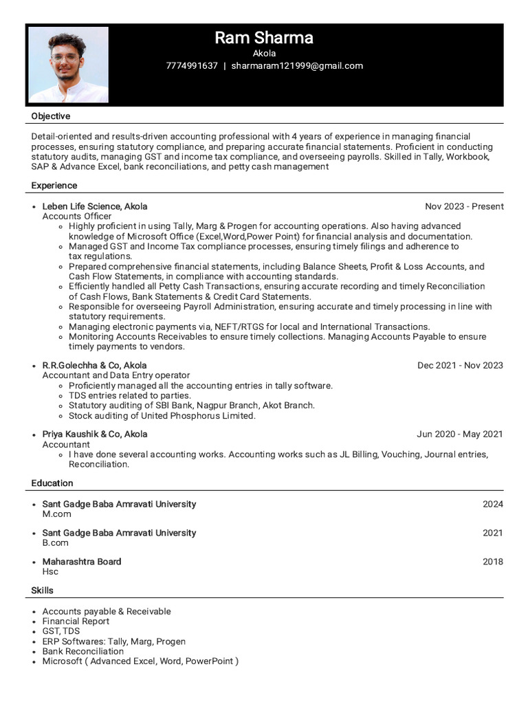 Ram Sharma CV (1) F756AFF1C0 | PDF | Accounting | Accounts Payable