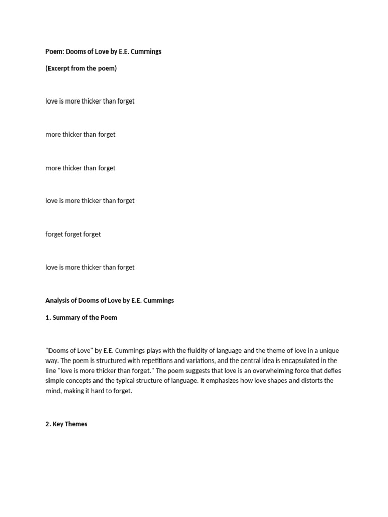Analyzing "Love is Thicker than Forget" | PDF | Poetry | Love