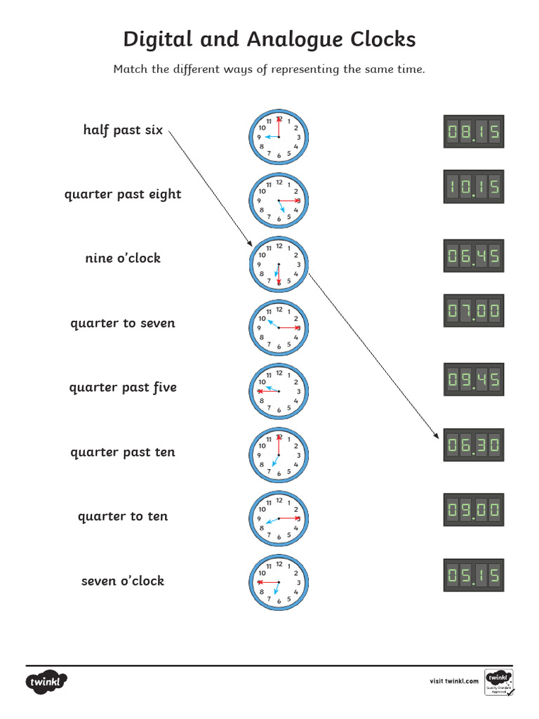 T N 2546258 Digital and Analogue Clocks Activity Sheet English Ver 1 | PDF