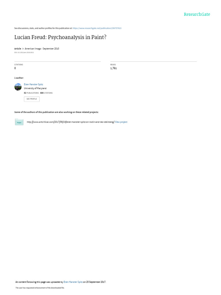 Lucian Freud Psychoanalysis in Paint | PDF | Psychoanalysis | Sigmund Freud