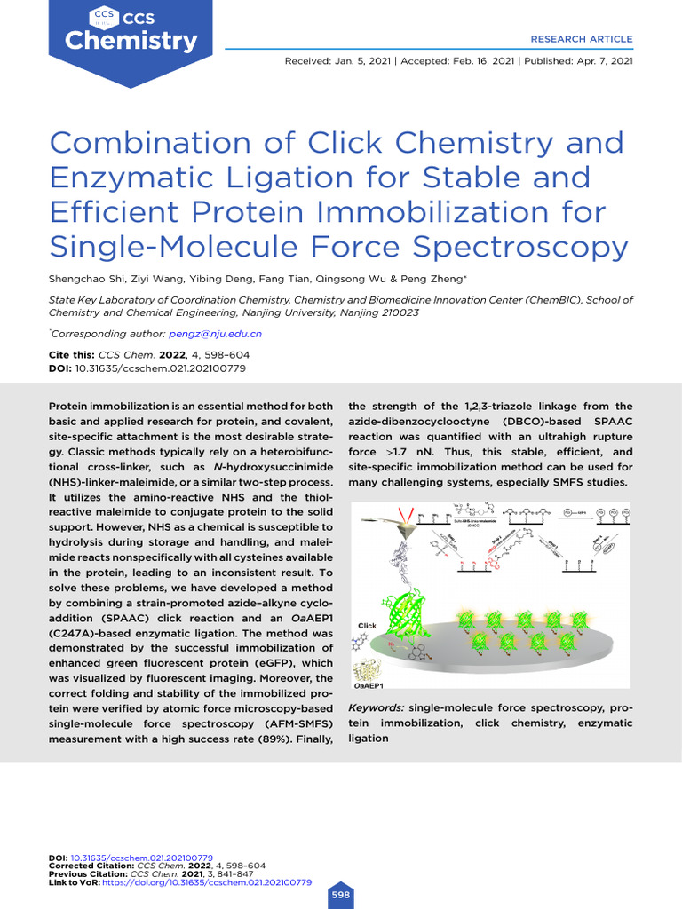 Shi Et Al 2021 Combination of Click Chemistry and Enzymatic Ligation ...