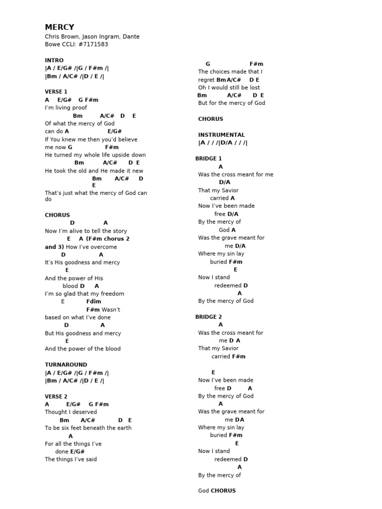 1643729192-Mercy - Chords - v2 (1) (1) - A | PDF | Religious Belief And ...
