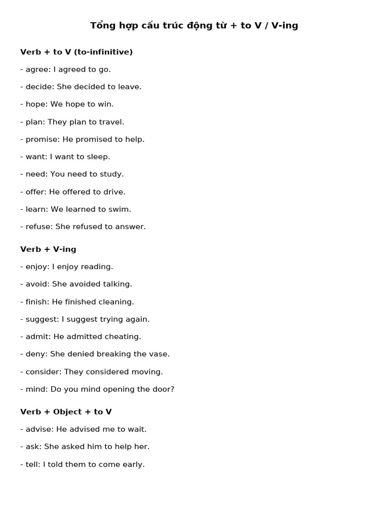 Cau Truc Dong Tu ToV Ving | PDF