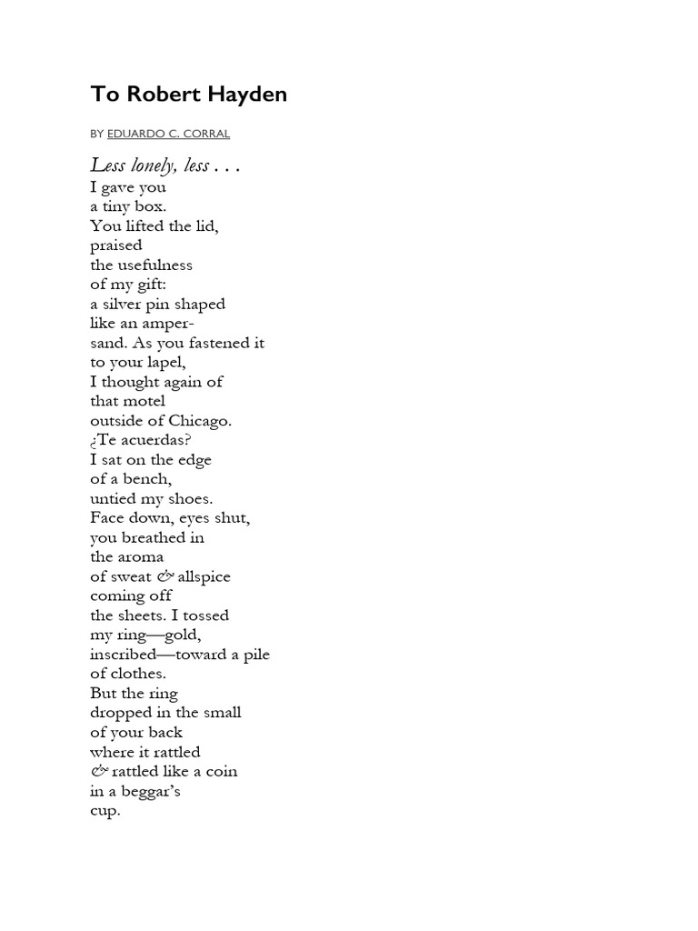 To Robert Hayden by Eduardo C. Corral | PDF