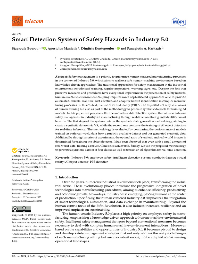 Smart Detection System of Safety Hazrds in Industry | PDF | Machine ...