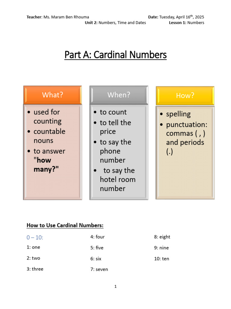 Understanding Cardinal Numbers and Usage | PDF | Pound Sterling ...