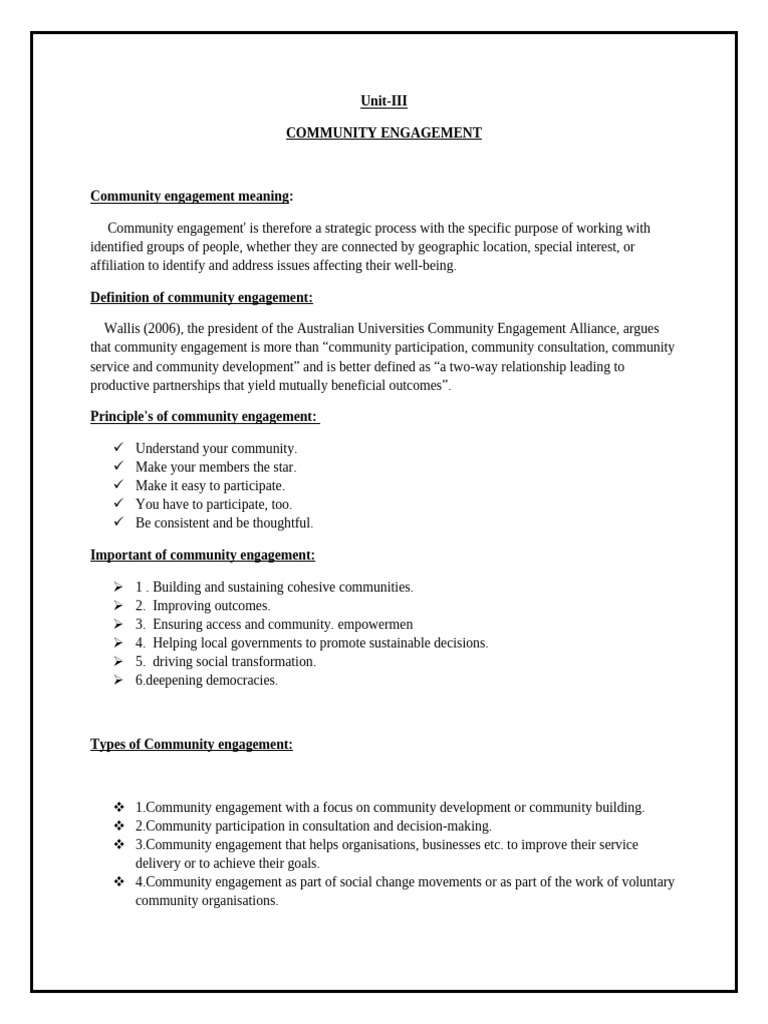 Work and Engagement Unit III | PDF | Community | Teachers