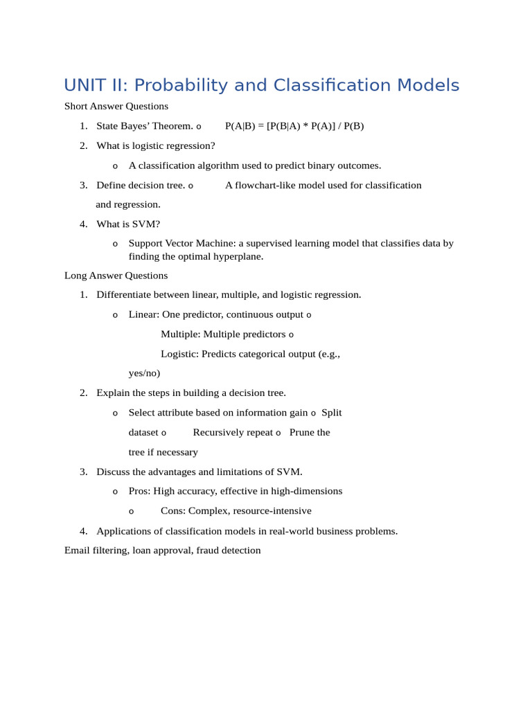 Probability and Classification Models Guide | PDF