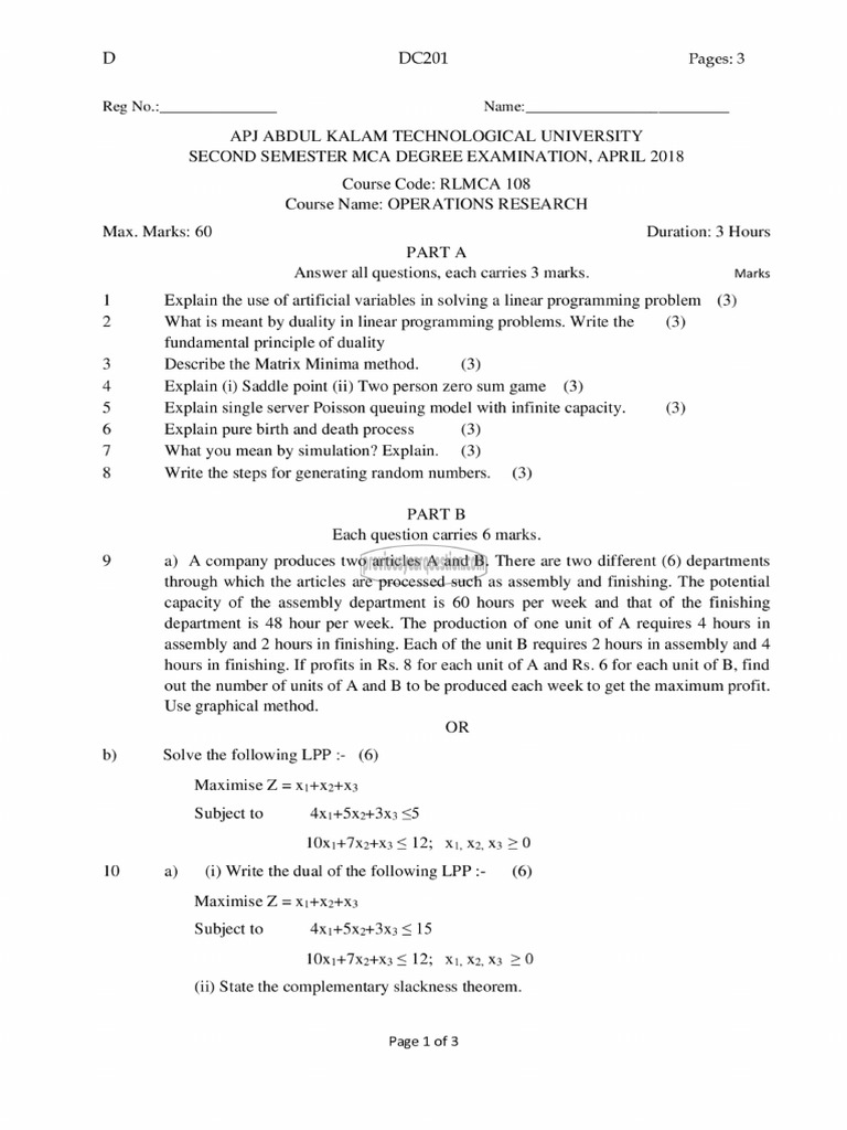 Operations Research Rlmca 108 2018 April | PDF