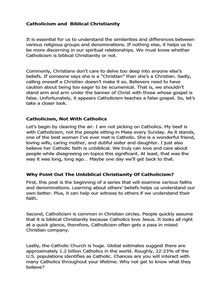 Catholicism vs Biblical Christianity Explained | PDF | Eucharist ...