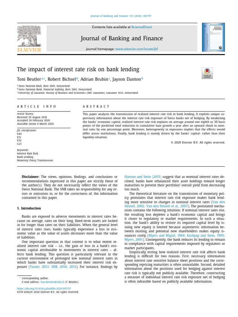 Interest Rate Risk and Bank Lending Impact | PDF | Interest Rates ...