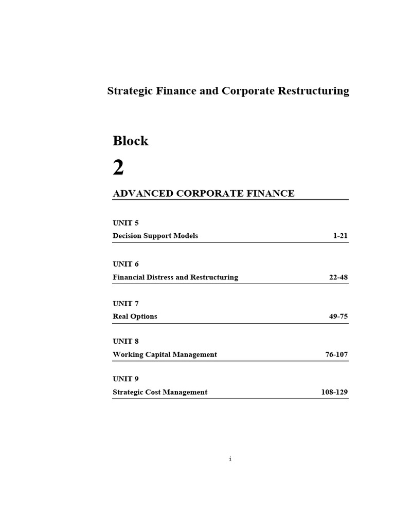 6.2 Strategic Finance and Corporate Restructuring Block 2 | PDF | Cost ...