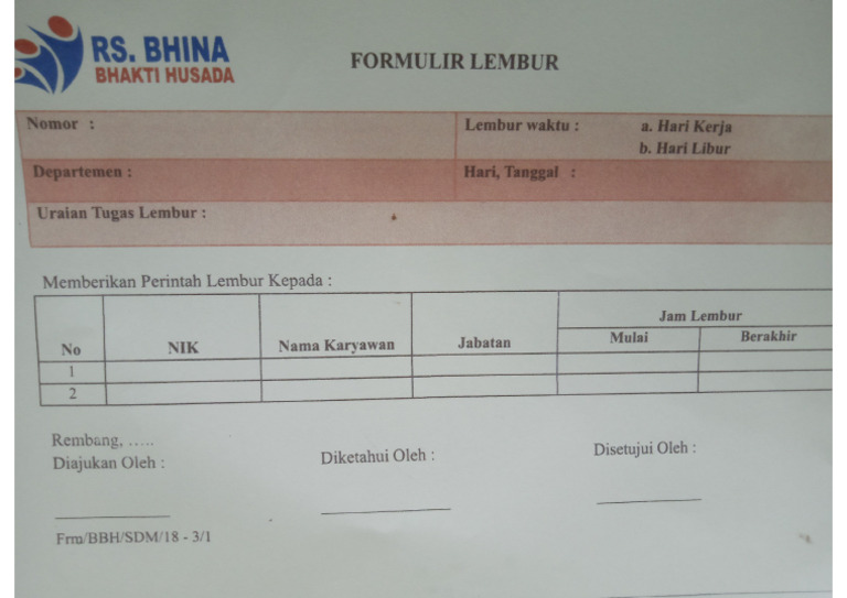 Form Lembur 1 | PDF