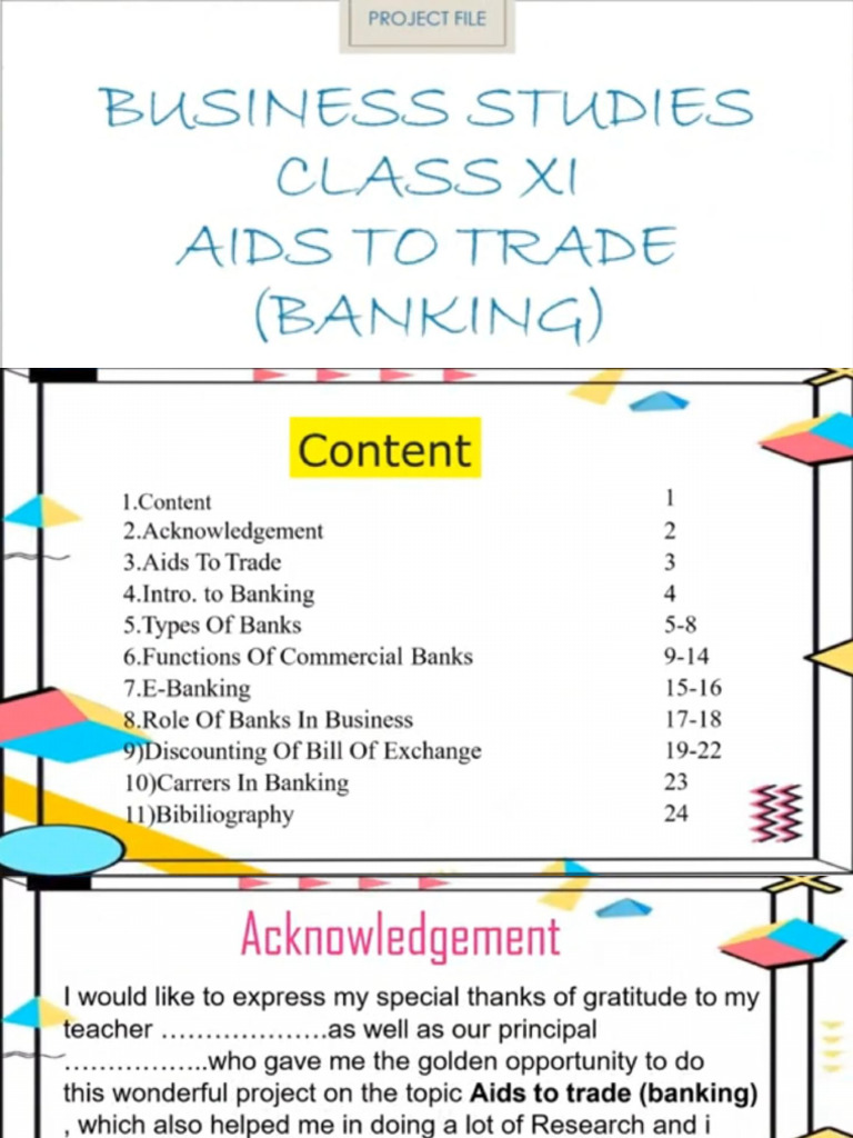 Project Report On Aids To Trade (Banking) | PDF