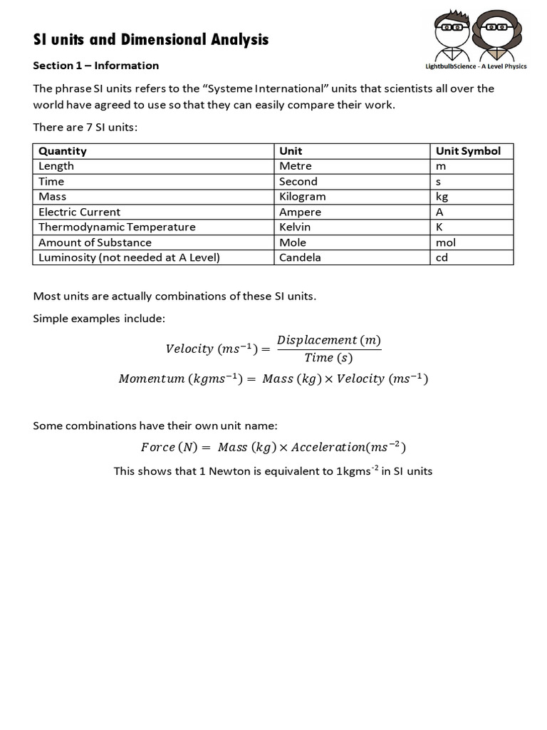 SI Units and Dimensional Analysis | PDF | International System Of Units | Physical Phenomena