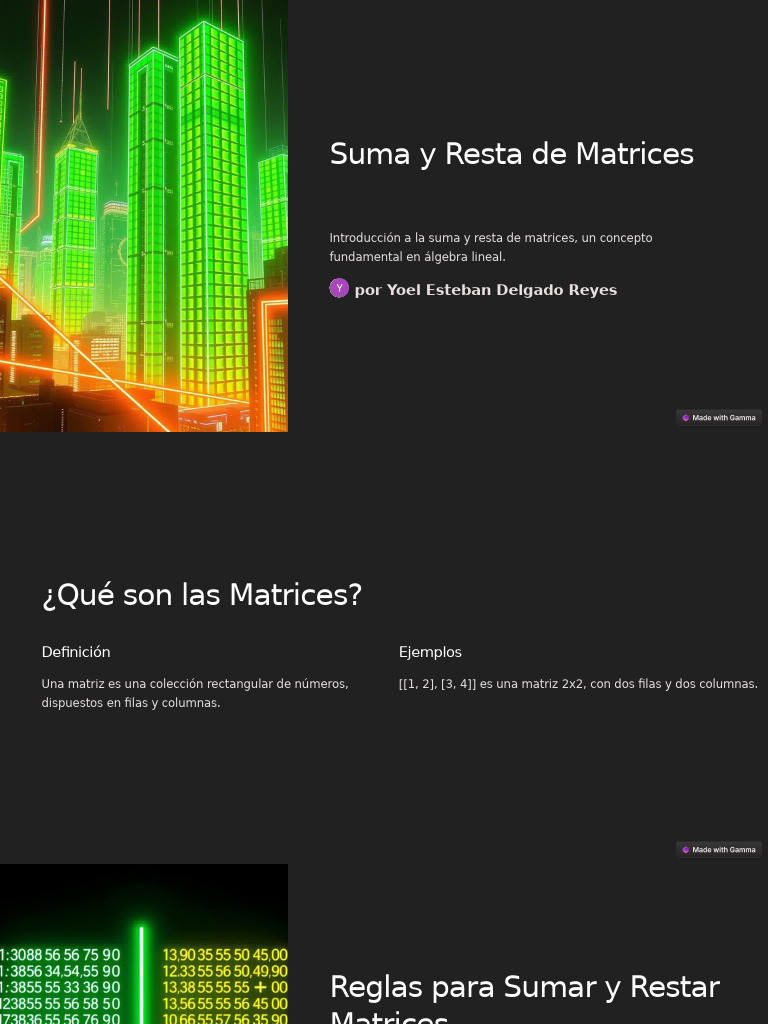 Suma y Resta de Matrices | PDF