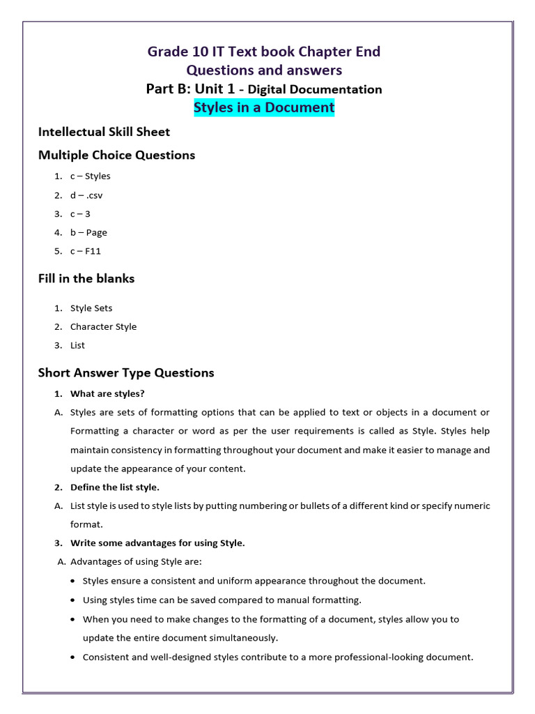 Styles in A Document | PDF | Typefaces | Paragraph