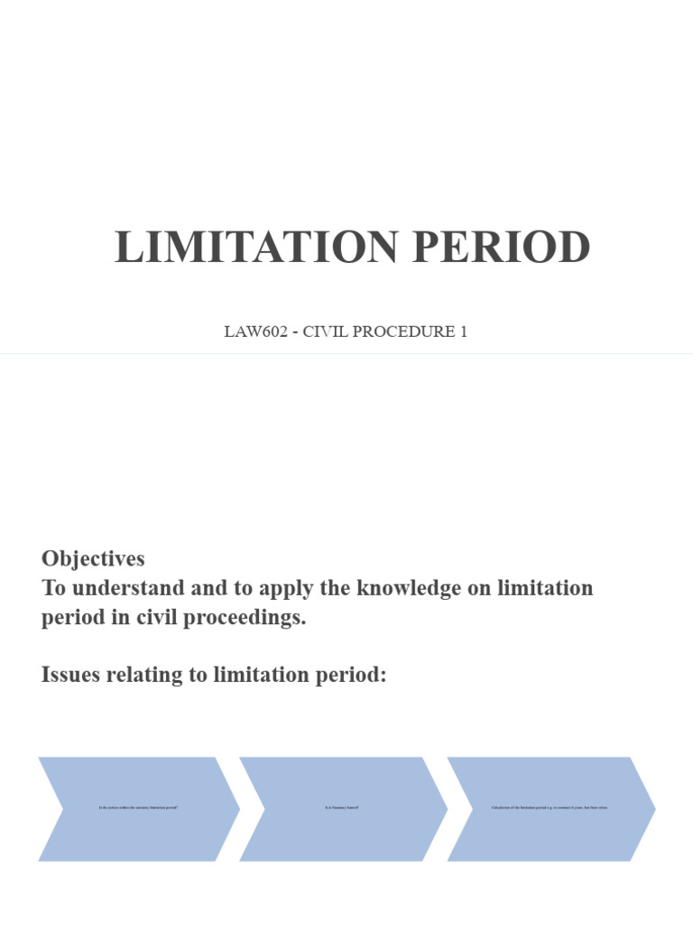 Understanding Limitation Periods in Law | PDF | Statute Of Limitations ...