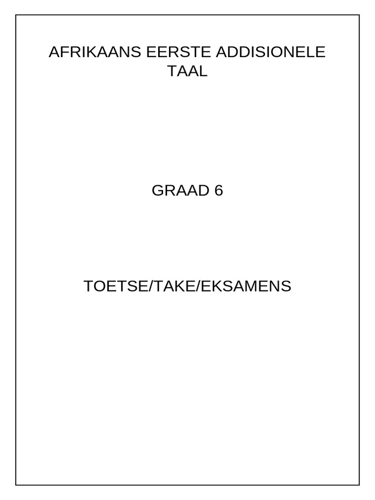 Afrikaans Eerste Addisionele Taal | PDF