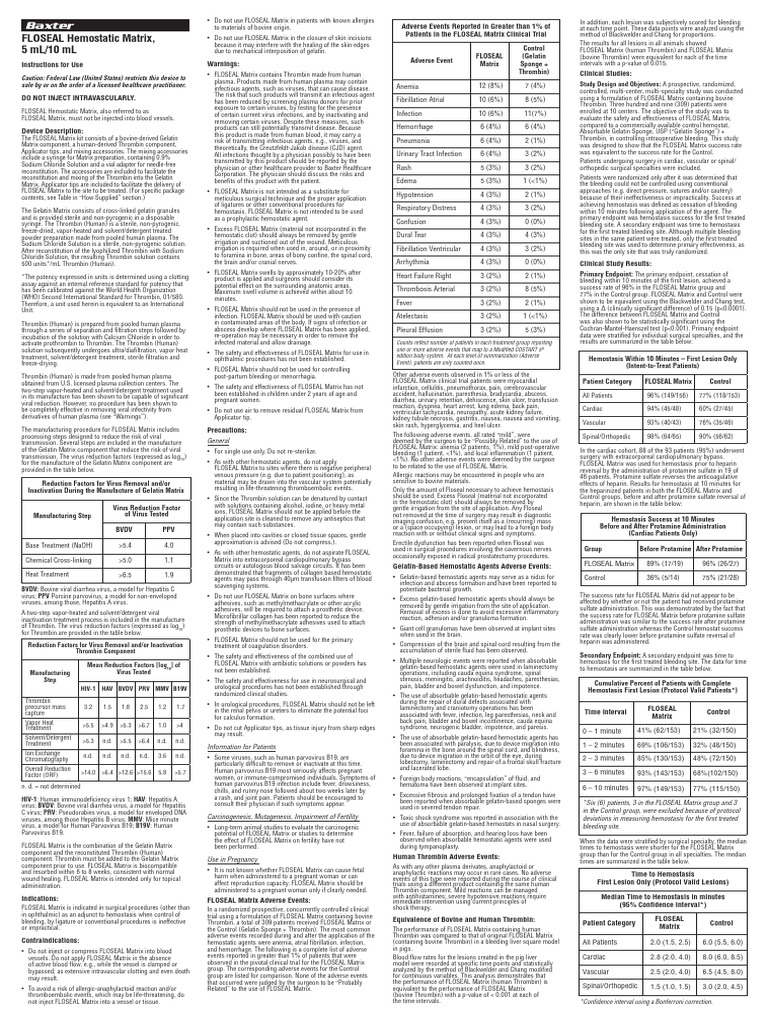 Floseal Fast Prep IFU 5mL 10mL US | PDF | Infection | Bleeding