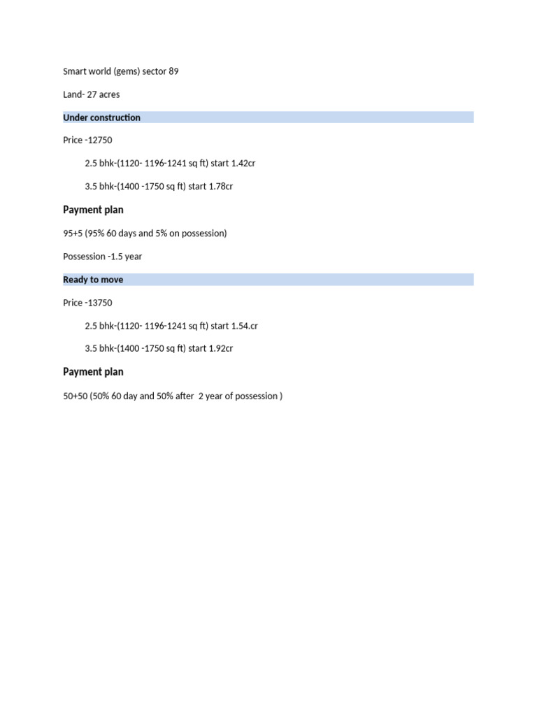 Smart World Gems Sector 89 | PDF