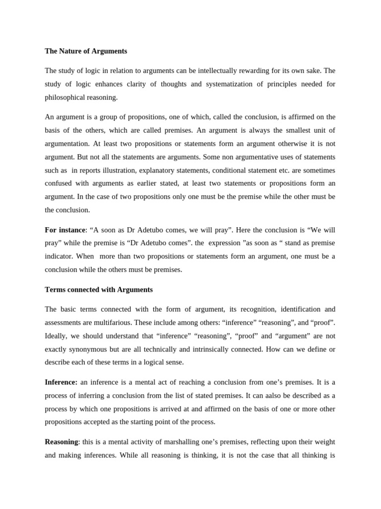 The Nature of Arguments | PDF | Argument | Logical Consequence