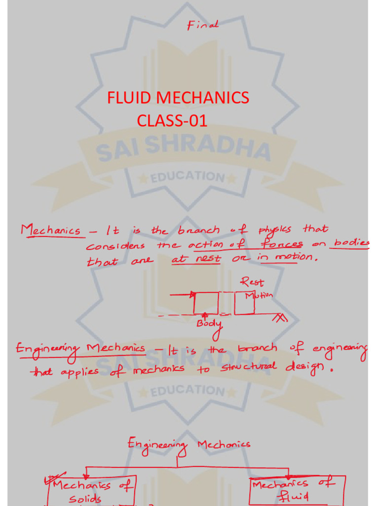 Fluid Mechanics Class-01 - 32228011 - 2024 - 12 - 22 - 10 - 28 | PDF