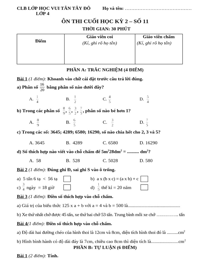 CK2 - Số 11- Lop 4 | PDF