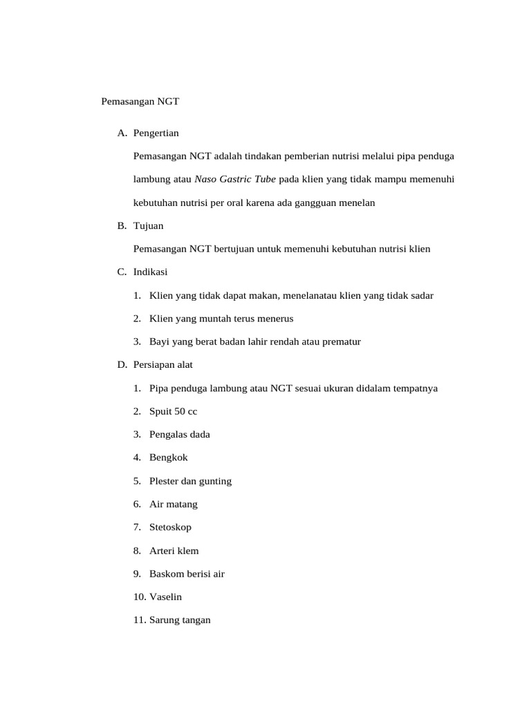 Pemasangan NGT | PDF