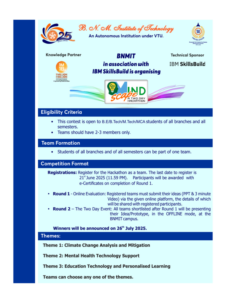 IBM Hackathon Guidelines 2025 BNMIT | PDF | Artificial Intelligence | Intelligence (AI) & Semantics