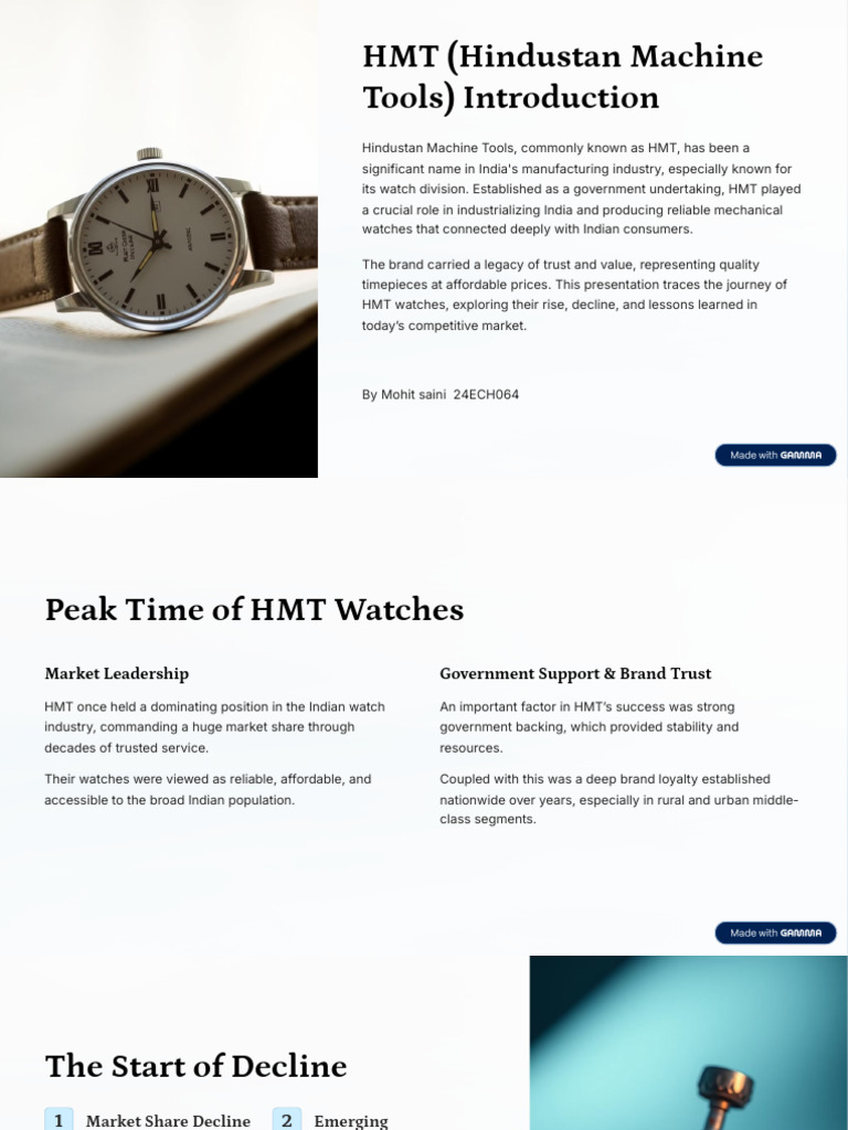 HMT Hindustan Machine Tools Introduction | PDF | Brand | Consumer Behaviour