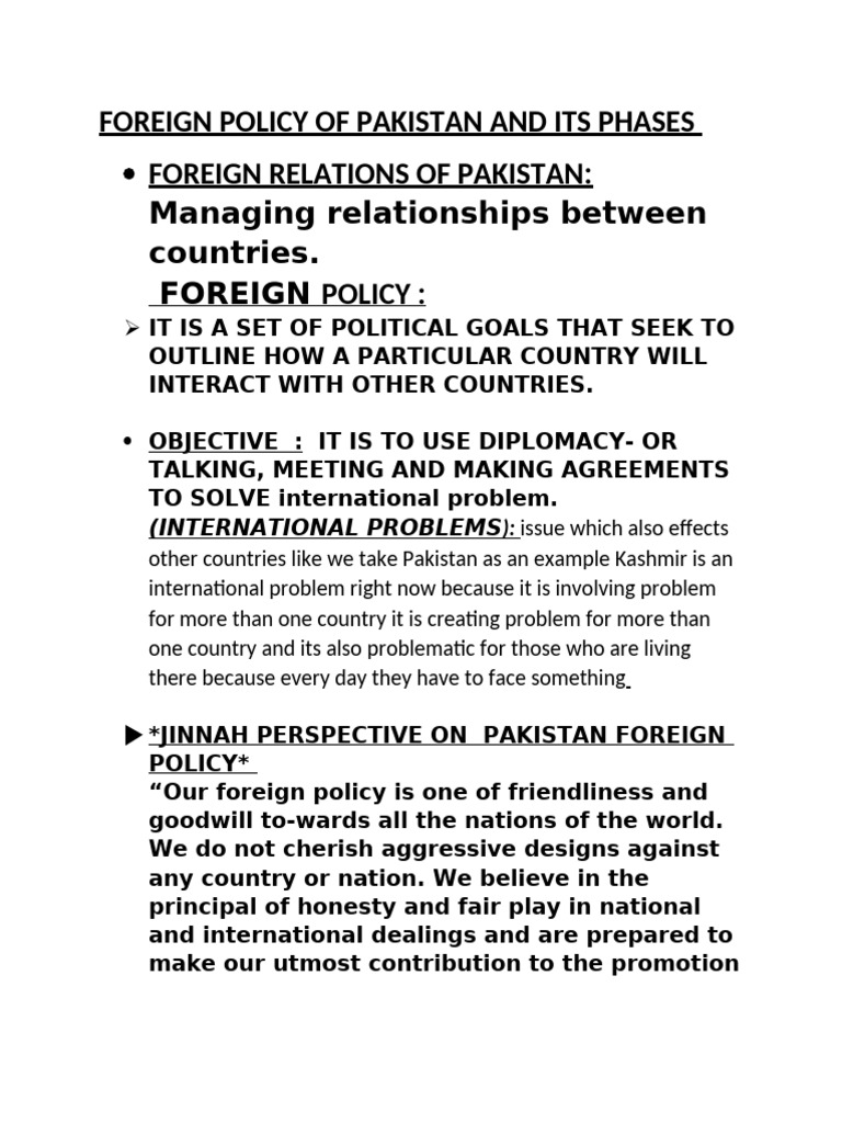 Pakistan's Foreign Policy Overview | PDF | Pakistan | Trade
