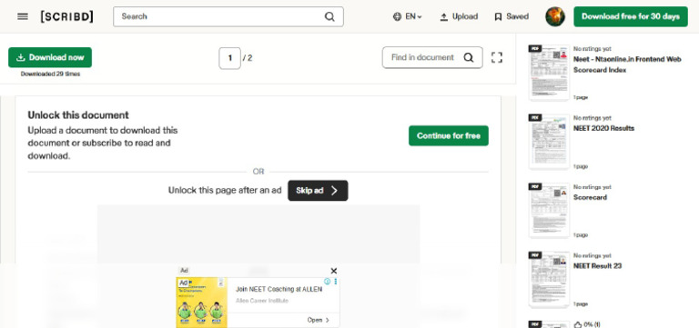 FireShot Capture 030 - Neet Score Card - PDF - Qualifications - Tests ...