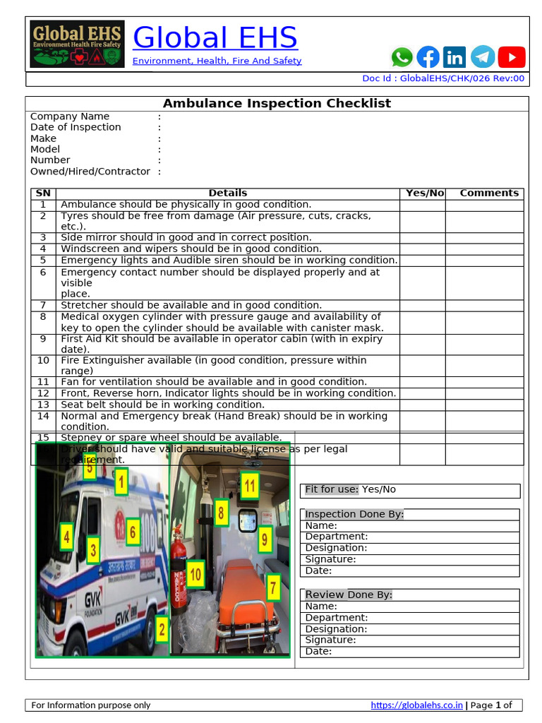 Ambulance-Inspection-Checklist-Global-EHS-026 2 | PDF | Ambulance ...