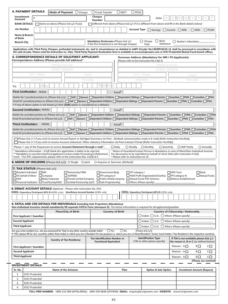 Common Application Form - Multiple Schemes Investment Option - Removed ...