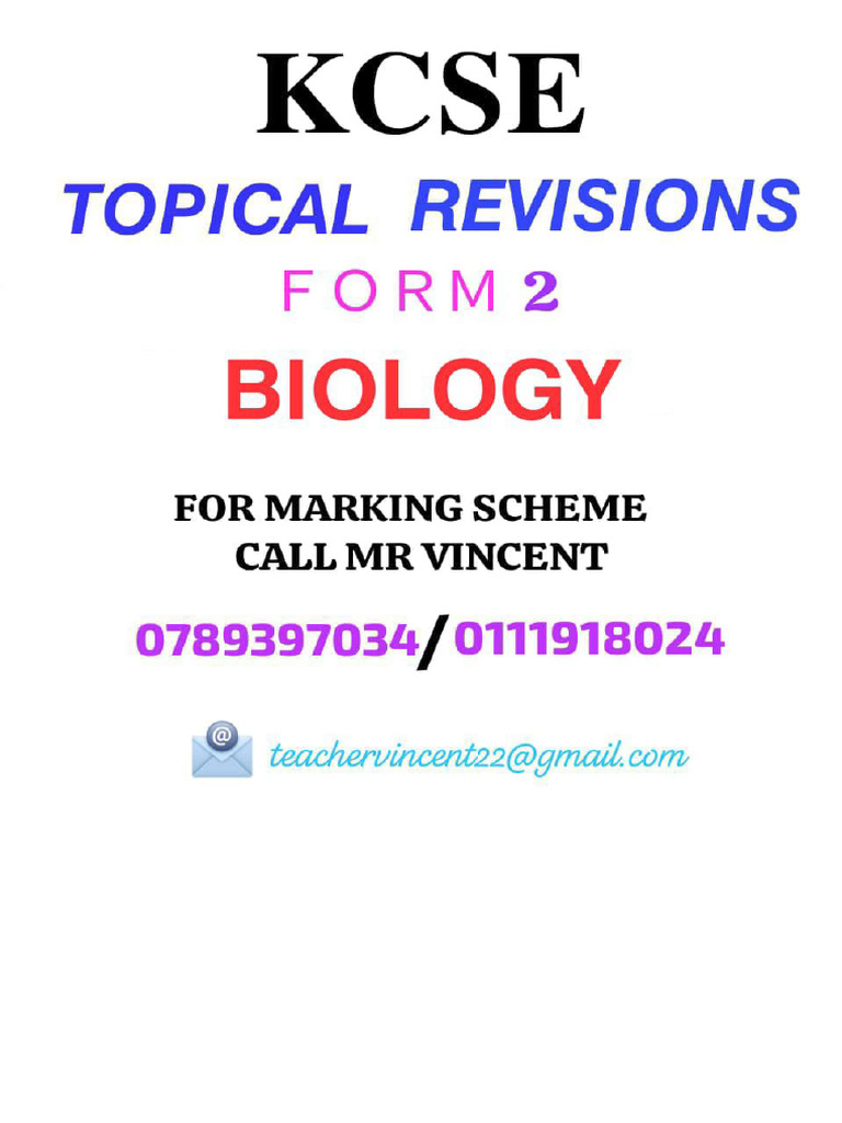 Biology Form 2 Topical Questions | PDF | Cellular Respiration | Blood