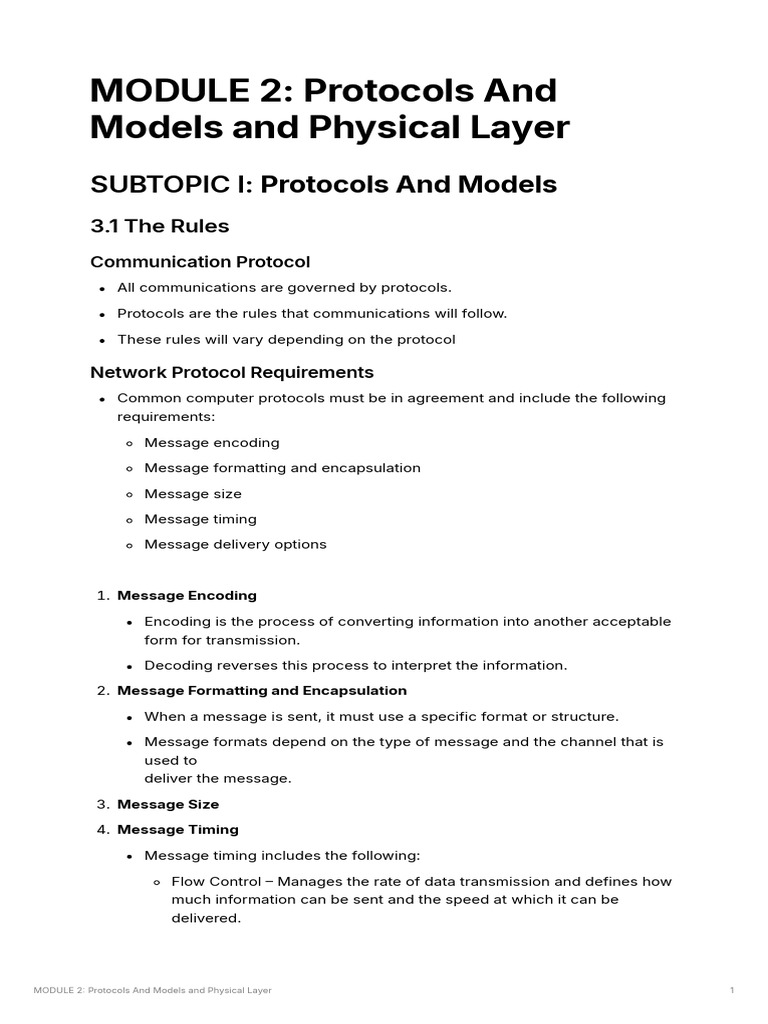 MODULE 2 Protocols and Models and Physical Layer | PDF | Computer Network | I Pv6