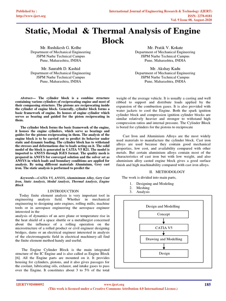 IJERT Static Modal and Thermal Analysis | PDF | Finite Element Method | Deformation (Engineering)