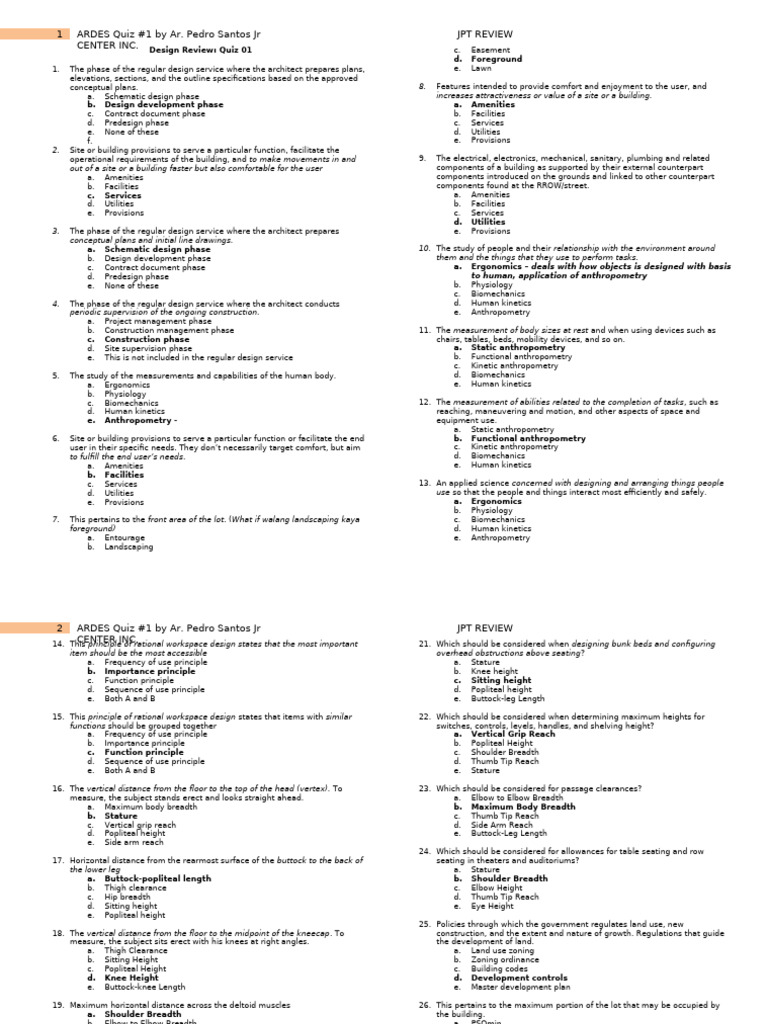 AR DES Pedro Quiz 1 | PDF | Anthropometry | Length