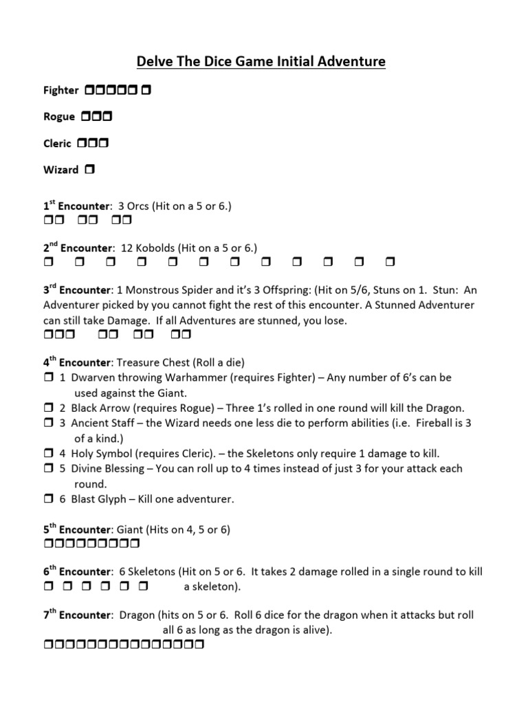 Delve - First Adventure Text Only Version | PDF