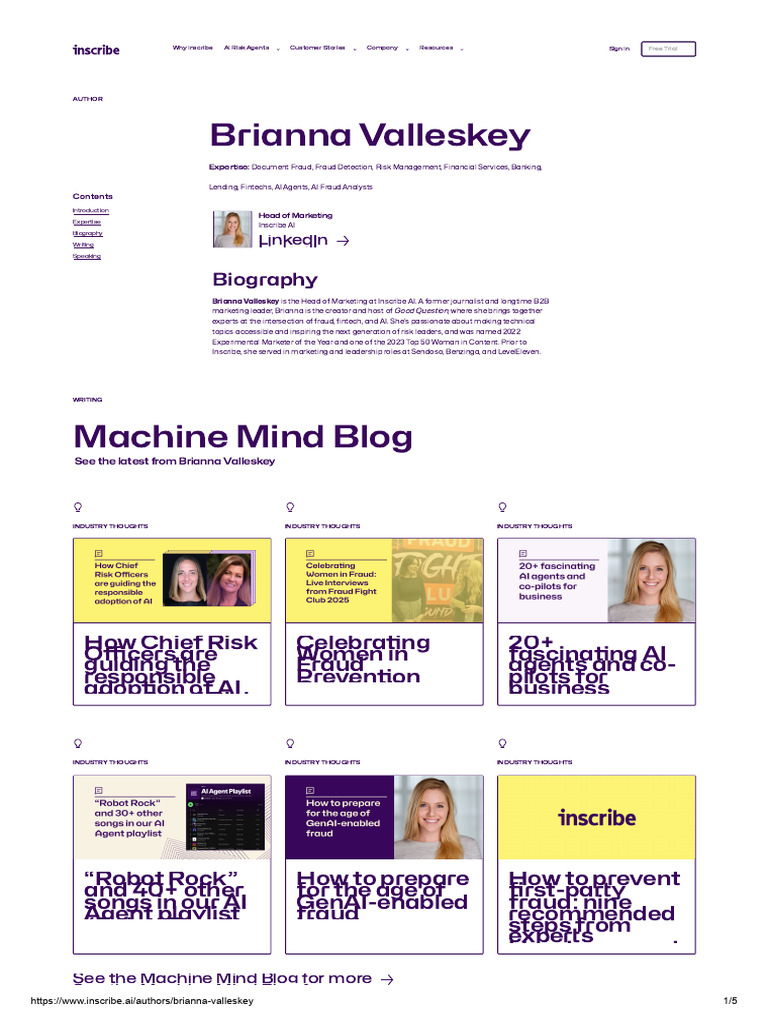 Author Brianna Valleskey - Head of Marketing - Inscribe AI | PDF ...