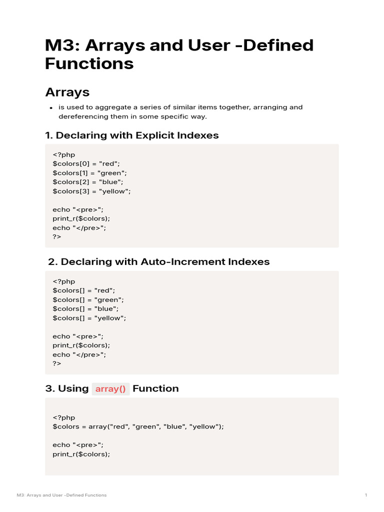 M3 Arrays and User - Defined Functions | PDF | Programming Paradigms | Software Development