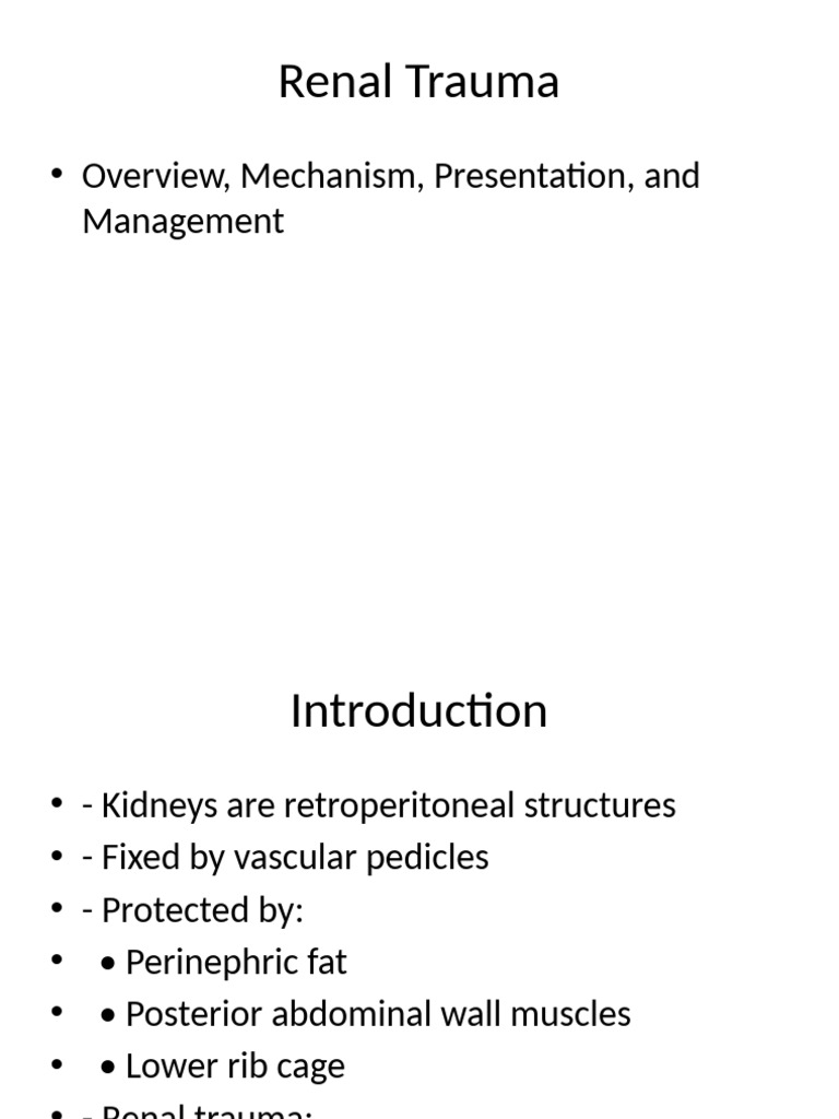 Renal Trauma: Types, Diagnosis, Management | PDF