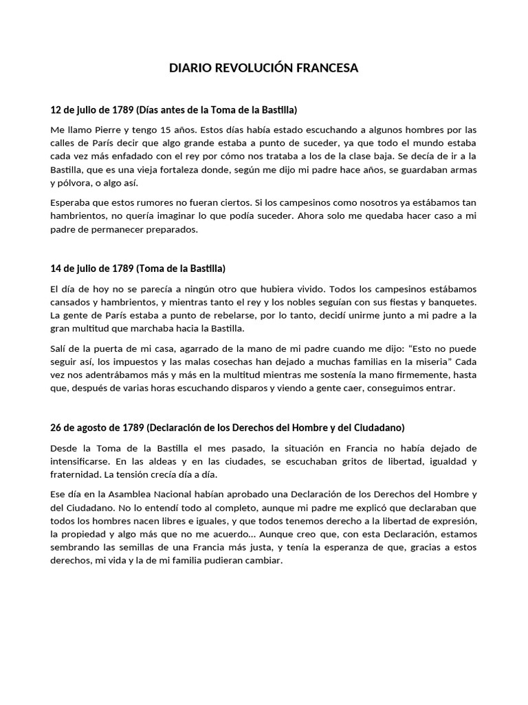 Diario Revolución Francesa | PDF | Reino del terror | revolución Francesa