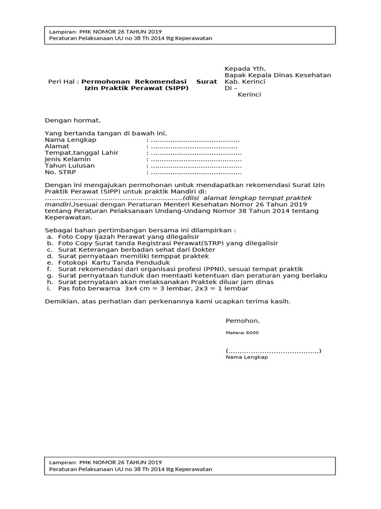 Permohonan SIP Perawat | PDF